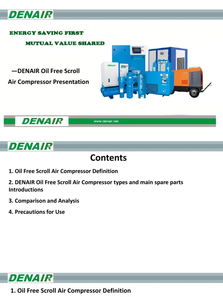 DENAIR Scroll Oil Free PPT (DWW 2.2-11 KW) | PDF