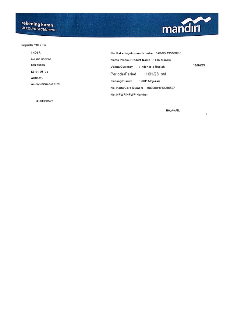 DOCUMENT PDF REKENING KORAN | PDF