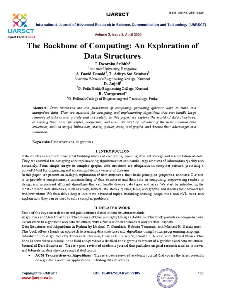 The Backbone of Computing: An Exploration of Data Structures | PDF ...