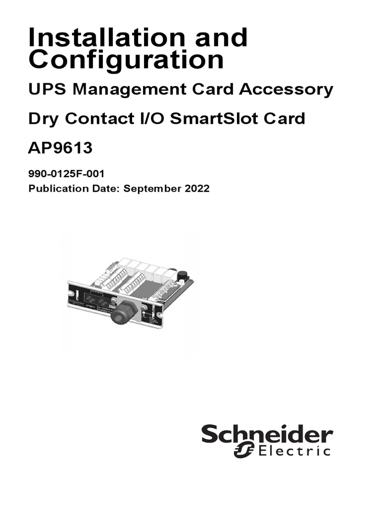 Installation and Configuration: Ups Management Card Accessory Dry ...