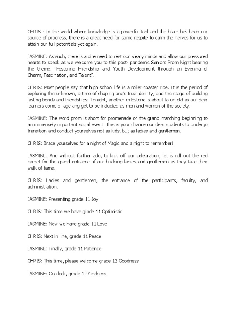 Script Prom | PDF