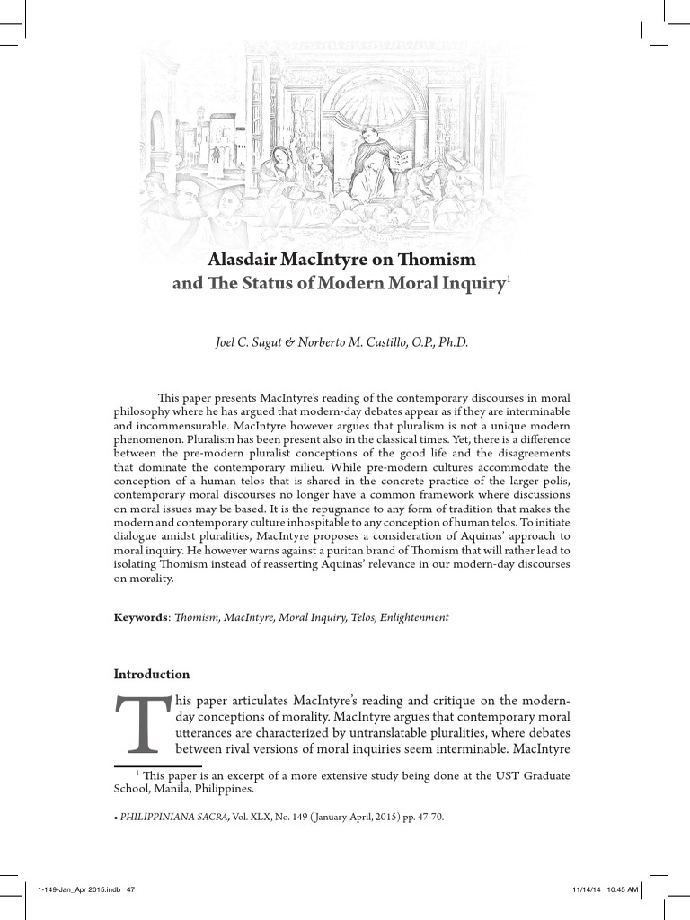 Alasdair MacIntyre On Thomism and The ST | PDF | Thomas Aquinas | Age ...