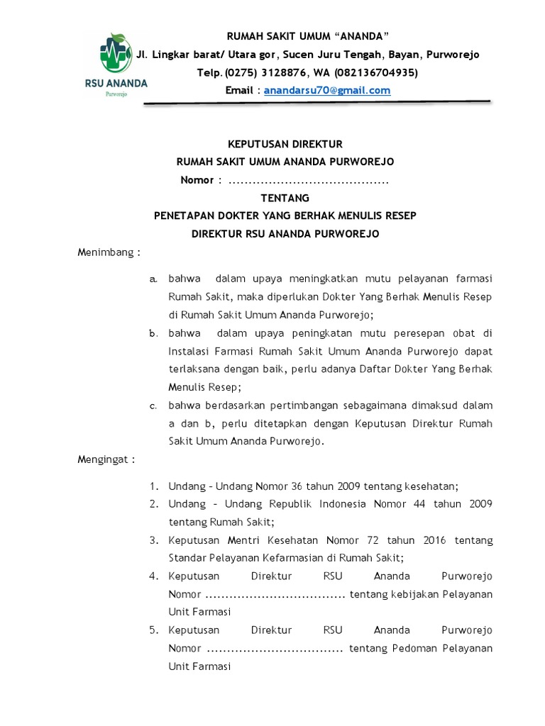 SK Dokter Yang Berhak Menulis Resep | PDF | Pengembangan Diri | Kesehatan Holistik