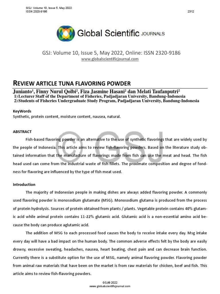 Review Article Tuna Flavoring Powder | PDF | Food And Drink | Foods