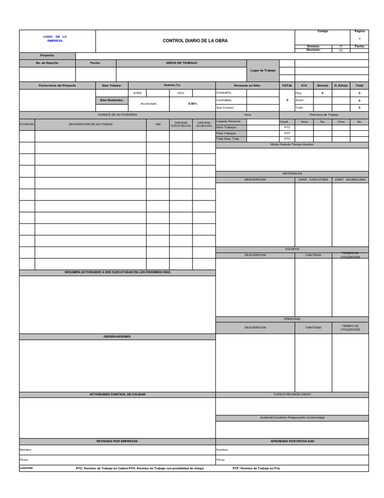 MODELO REPORTES DIARIOS