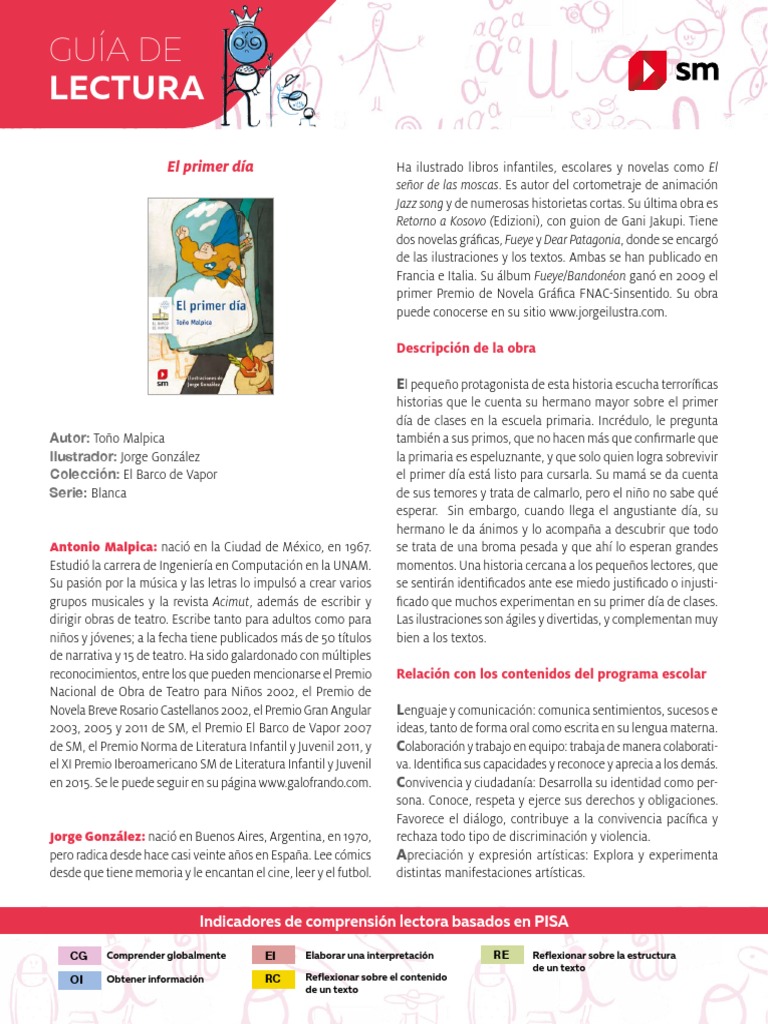 Guía de Lectura: Primer Día en Primaria | PDF | Comprensión lectora ...
