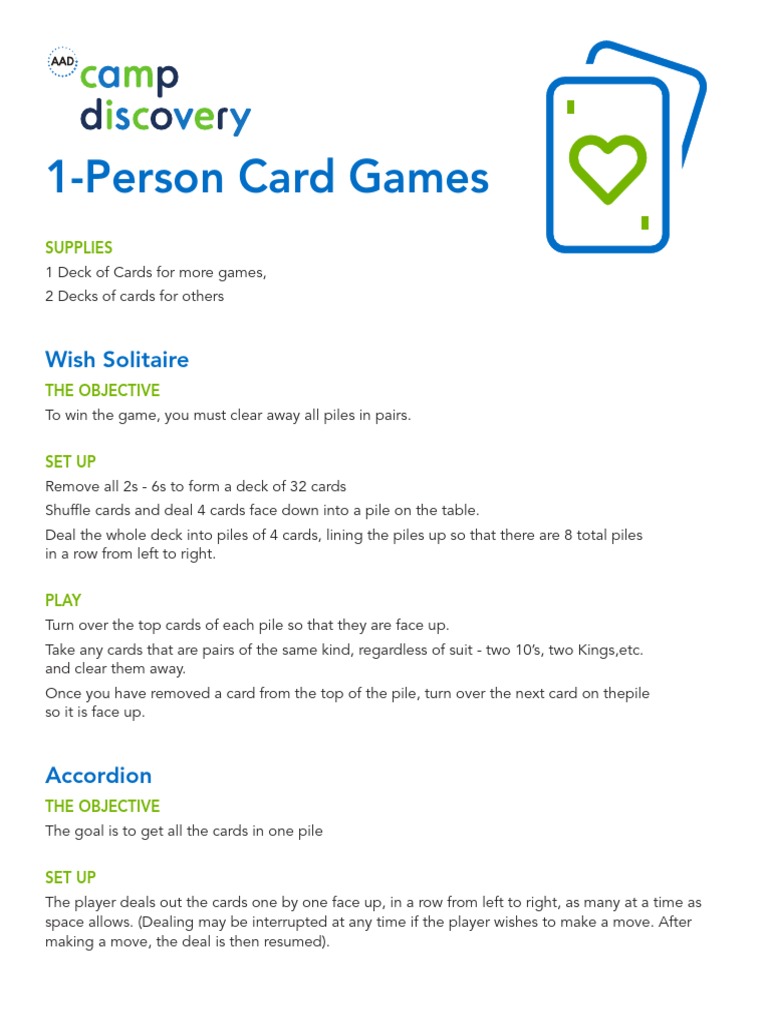 1-Person Card Games for Solitaire and More | PDF | Tabletop Games ...