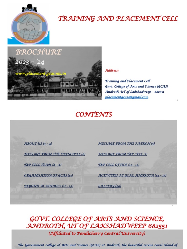T&P Cell, GCAS Androth Brochure 07-01-2023 | PDF | College