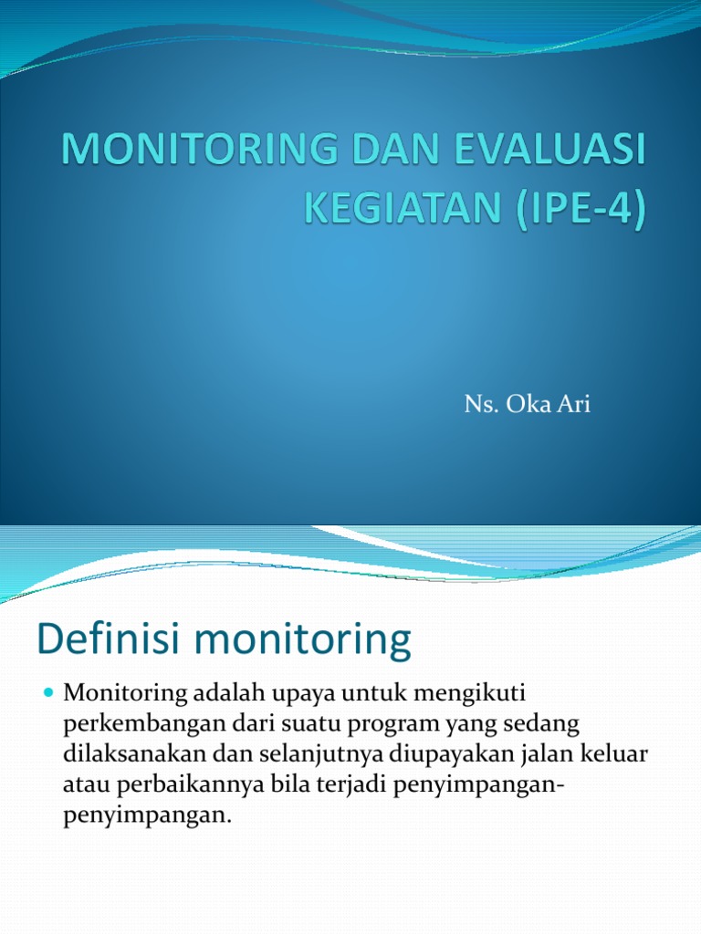 Monitoring Dan Evaluasi Kegiatan Ipe | PDF