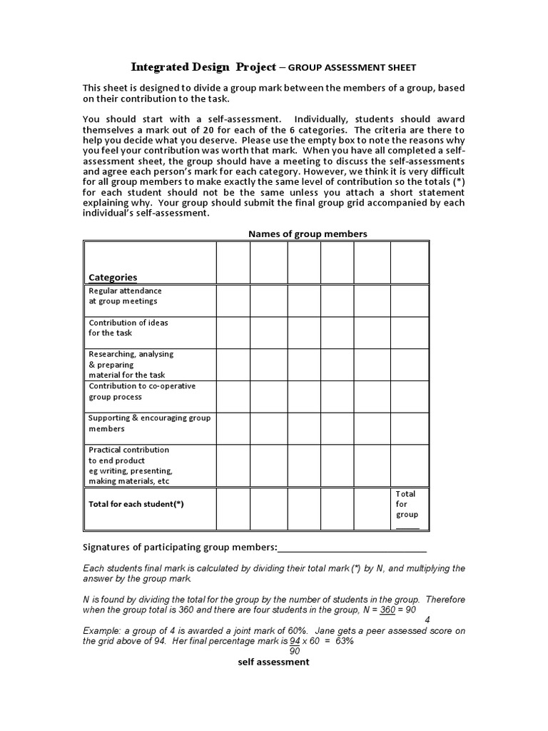 Group Assessment Mark Sheet | PDF | Cognition | Cognitive Science
