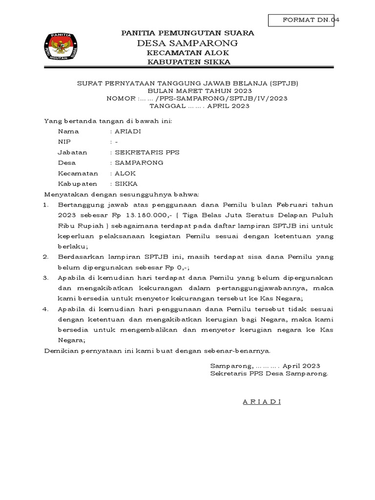 Kelengkapan SPJ PPS 2023 | PDF