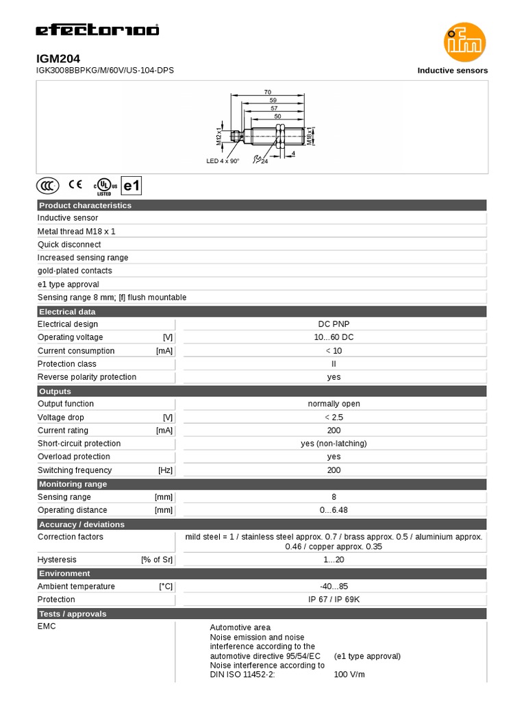 08 - Proximity Switch Inductive Sensor IGM204 | PDF | Electromagnetic ...