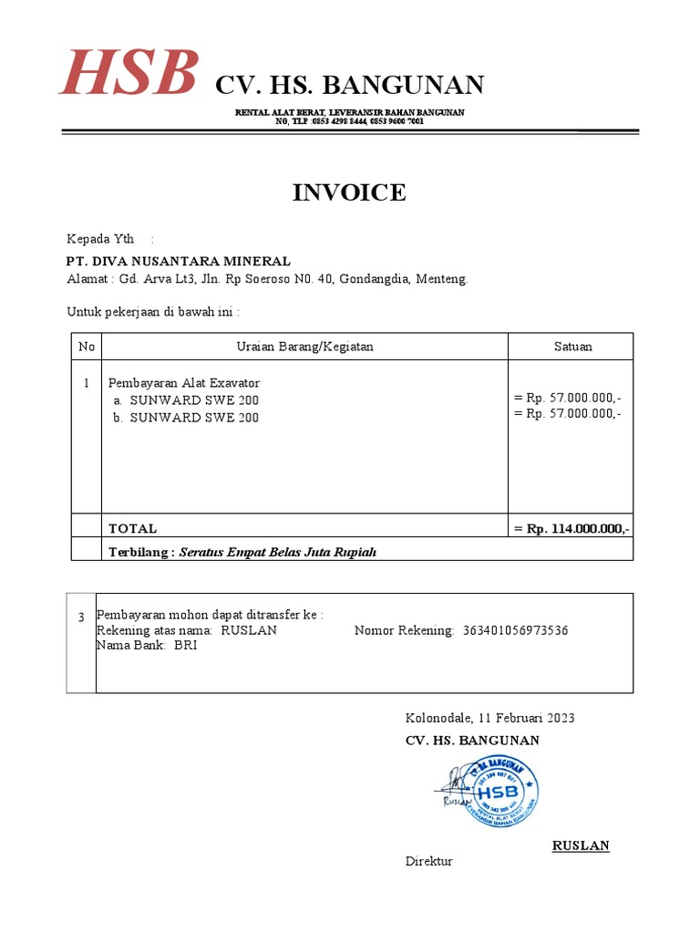 INVOICE Alat Exa | PDF