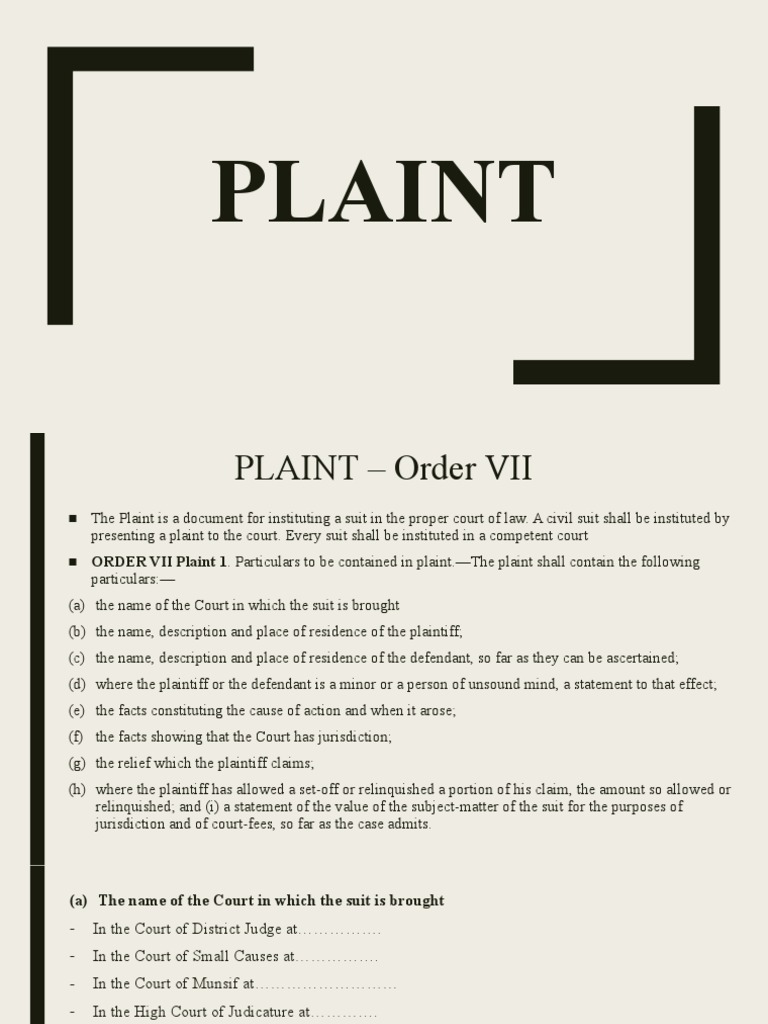 Plaint | PDF | Lawsuit | Cause Of Action