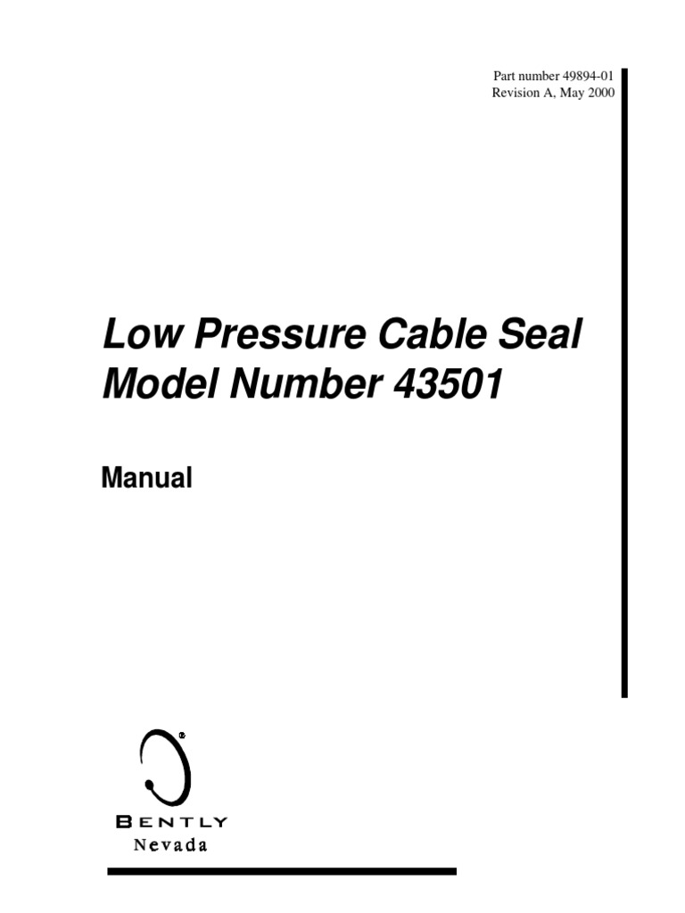 Low Pressure Cable Seal Model Number 43501: Manual | PDF