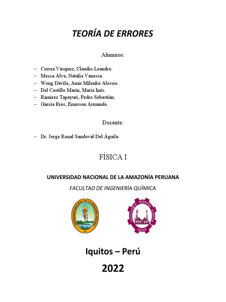 TEORÍA DE ERRORES | PDF | Medición | Exactitud y precisión