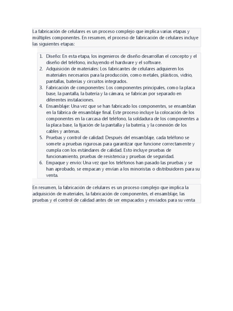 Proceso de Fabricación de Celulares | PDF | Negocios | Informática