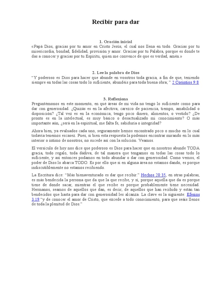 Recibir para Dar | PDF