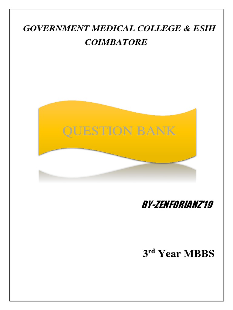 3rd Year MBBS Question Bank | PDF | Glaucoma | Preventive Healthcare