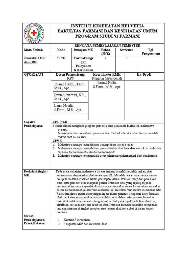 RPS Interaksi Obat Dan DRP | PDF