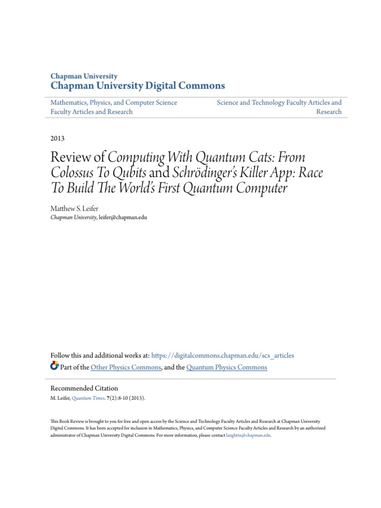 Review of Computing With Quantum Cats - From Colossus To Qubit | PDF | Quantum Computing ...