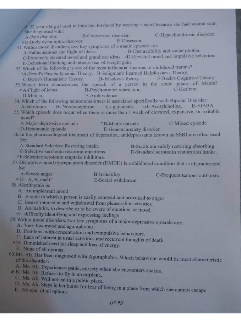 اسئلة امتحان تقويمي تمريض نفسية 2022 2 | PDF