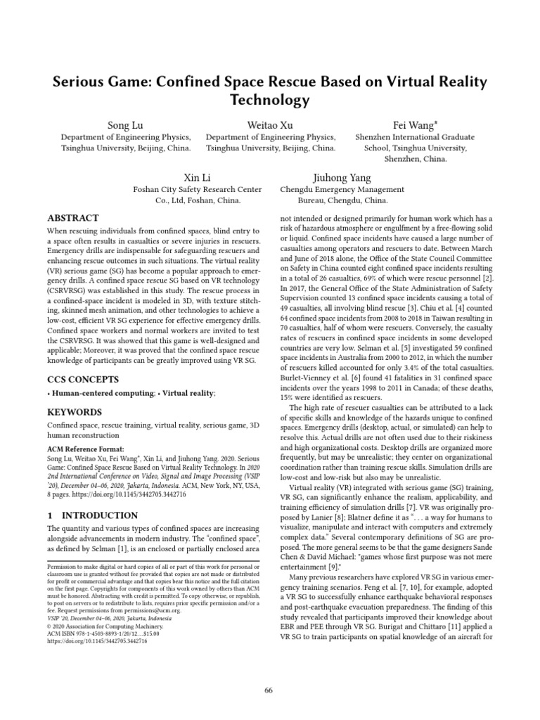 Serious Game: Confined Space Rescue Based On Virtual Reality Technology | Download Free PDF ...