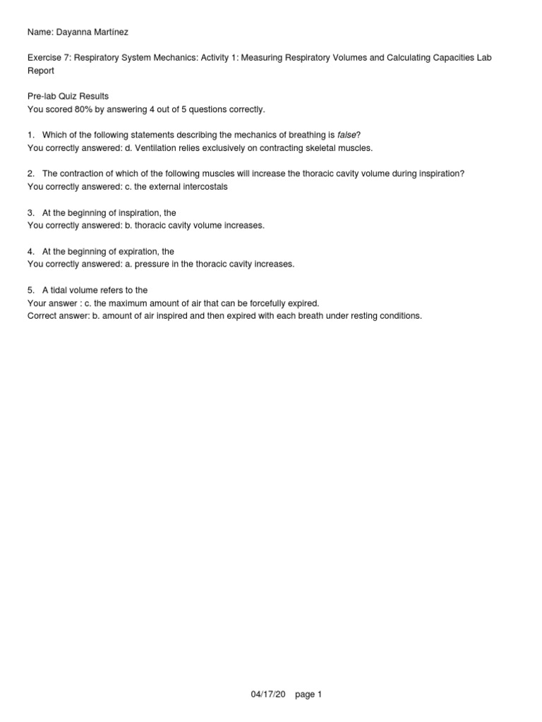 Physioex 1 | PDF | Exhalation | Breathing