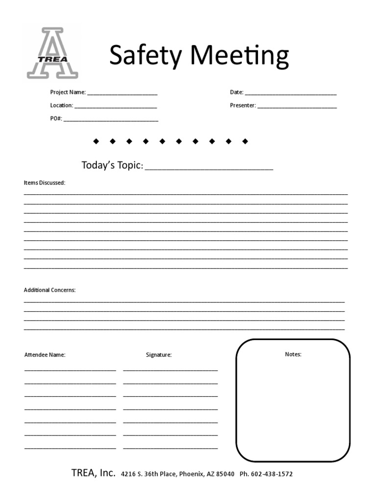 Safety Meeting Form | PDF