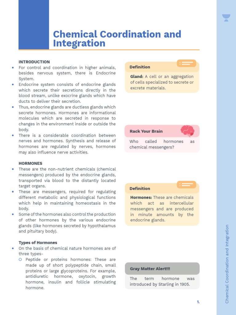 Chemical Coordination and Integration | PDF | Pituitary Gland ...