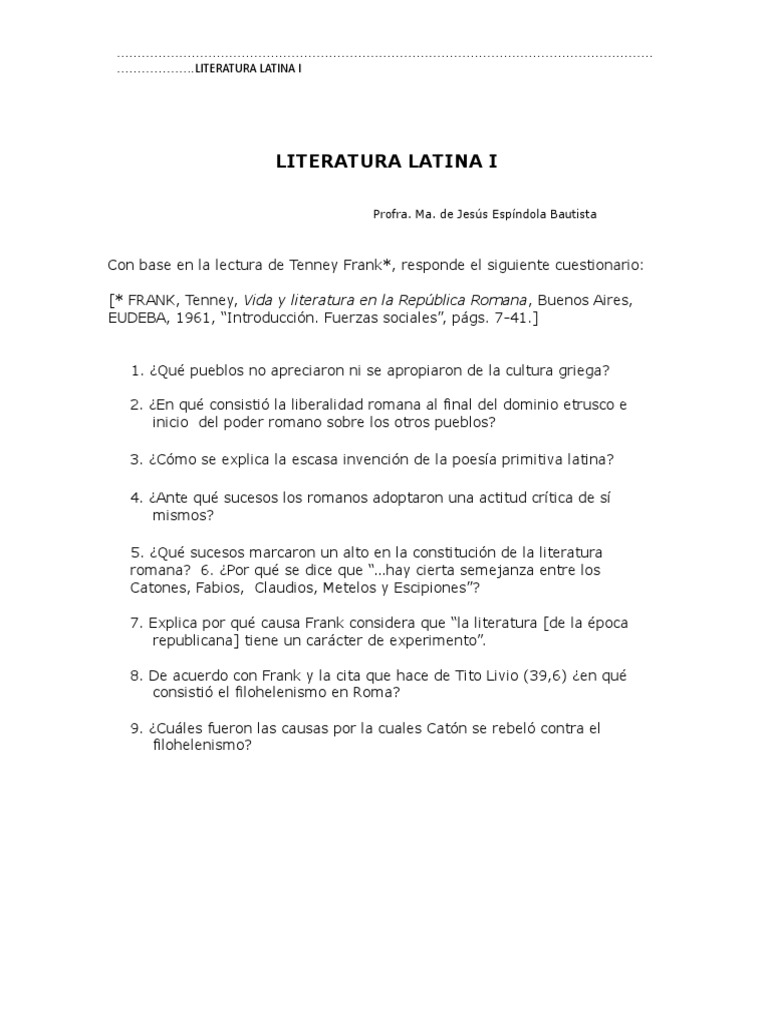 Cuest Tenney Frank | PDF | Clásicos