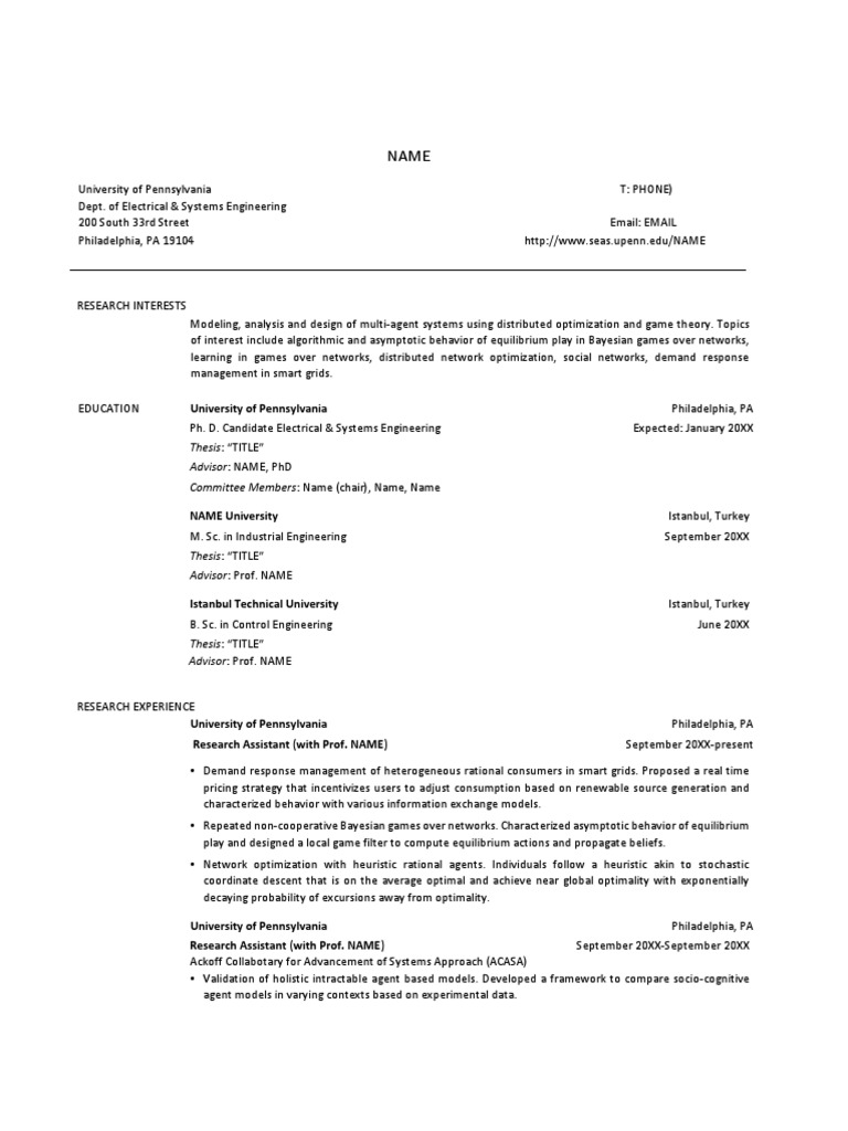 CV Electrical Engineering Sample | Download Free PDF | Mathematical Optimization | Game Theory