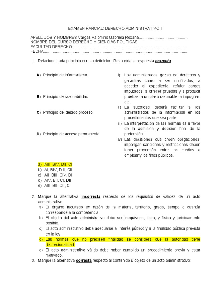 Examen Derecho Administrativo II | PDF | Nulo (ley)
