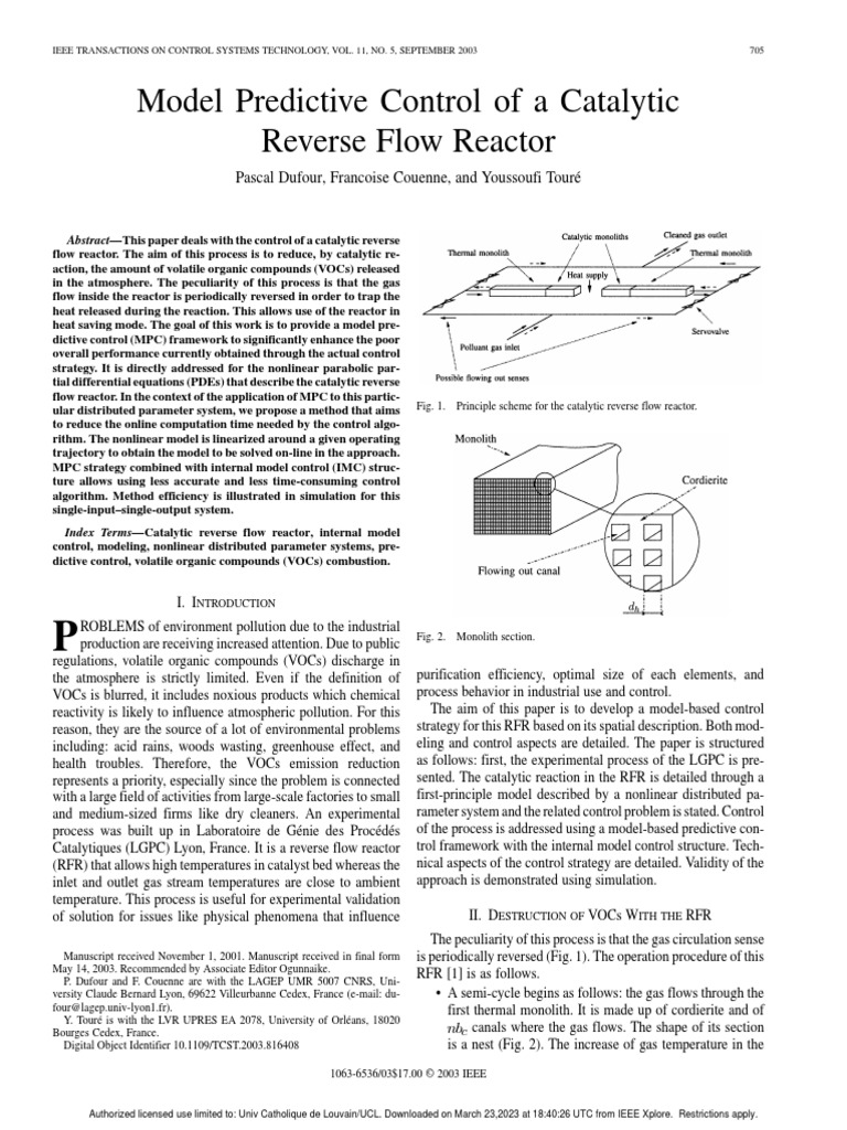 Model Predictive Control of A Catalytic Reverse Flow Reactor | PDF | Mathematical Optimization ...
