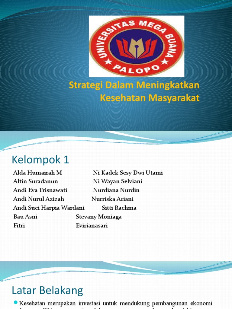 KELOMPOK 1 PPT MK Strategi Dalam Meningkatkan Kesehatan Masyarakat | PDF