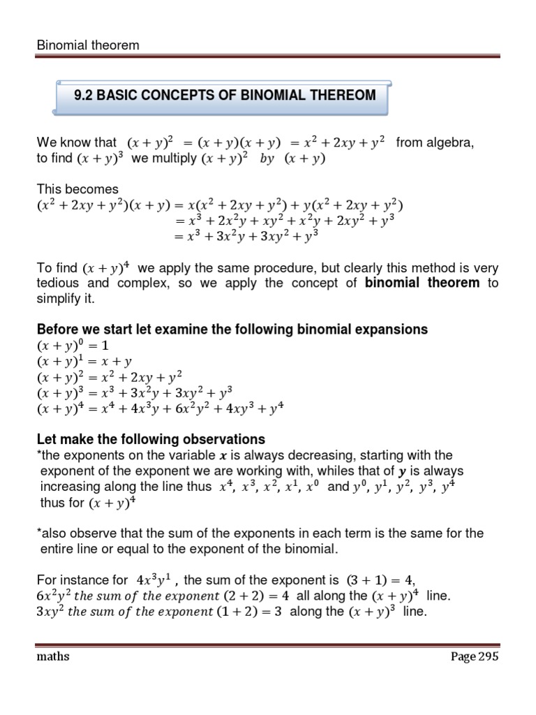 Binomial Theorem | PDF | Elementary Mathematics | Numbers
