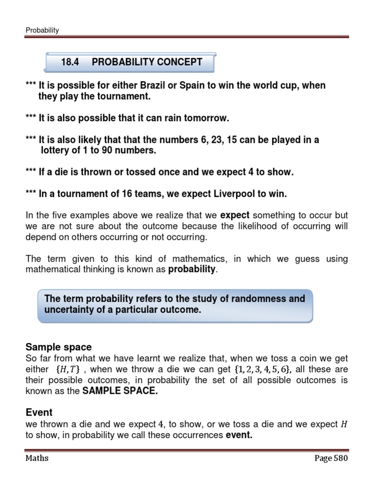 Probability | PDF | Mathematics | Probability Theory