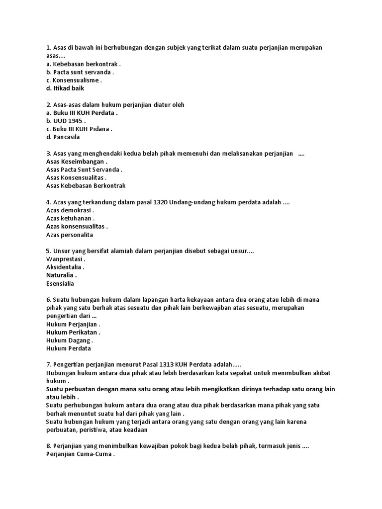 Asas dan Hukum Perjanjian di KUH Perdata | PDF | Politik