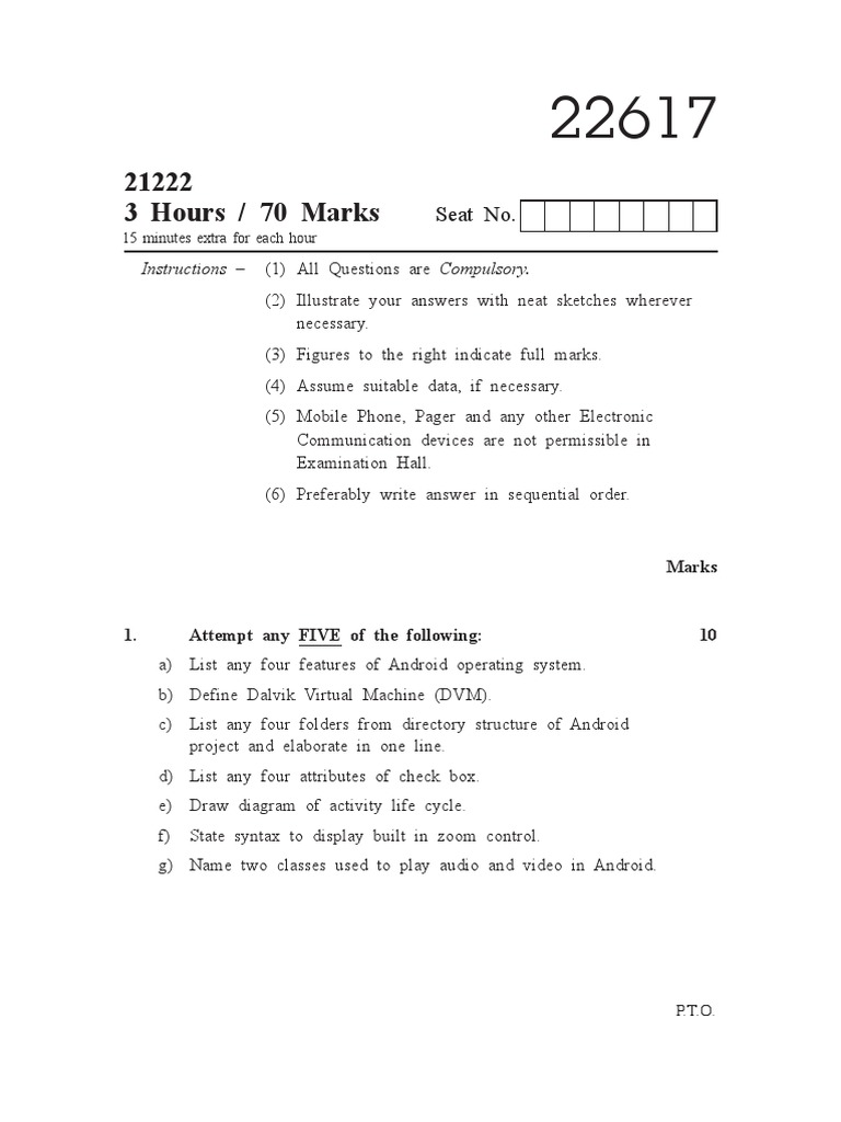 2022 Summer Question Paper (Msbte Study Resources) | PDF | Android ...