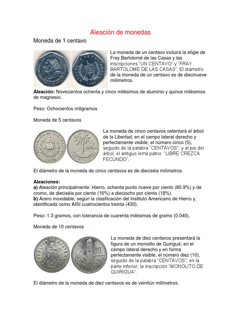 Características de las monedas guatemaltecas | PDF | Sector secundario ...
