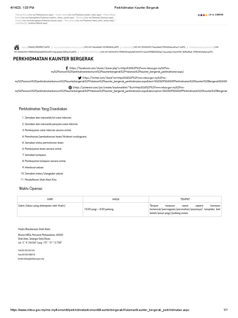 Perkhidmatan Kaunter Bergerak | PDF