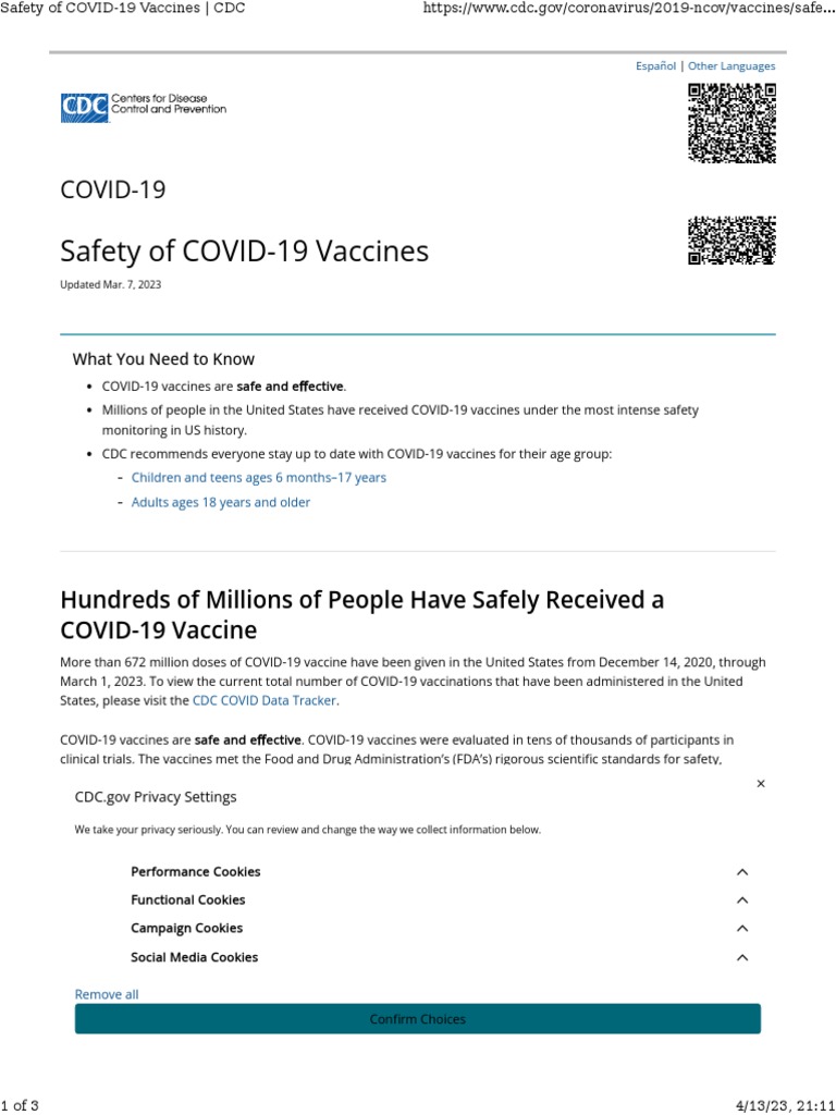 Safety of COVID-19 Vaccines - CDC | PDF | Medicine | Pediatrics