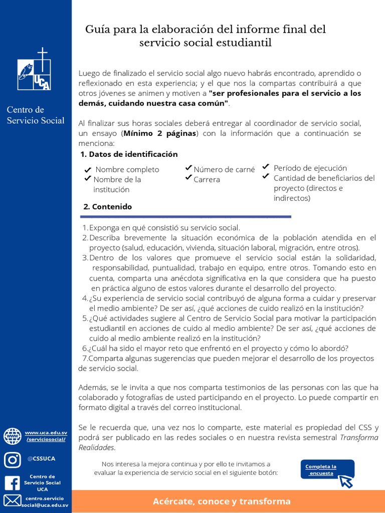 Guía para La Elaboración Del Informe Final Del Servicio Social para ...