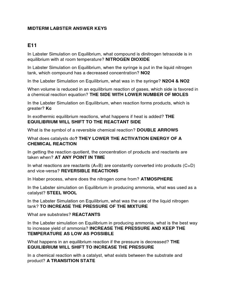 Midterm Labster Answer Keys | PDF | Carbohydrates | Chemical Equilibrium