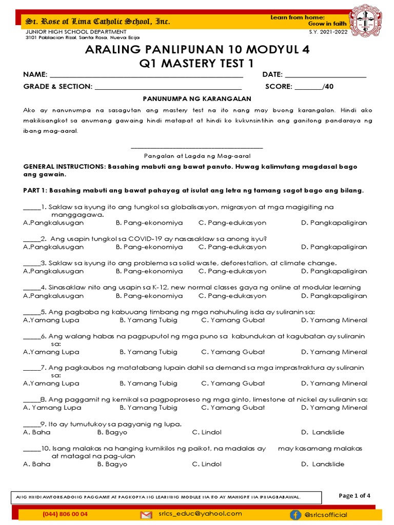 Araling Panlipunan 10 Module 4 | PDF