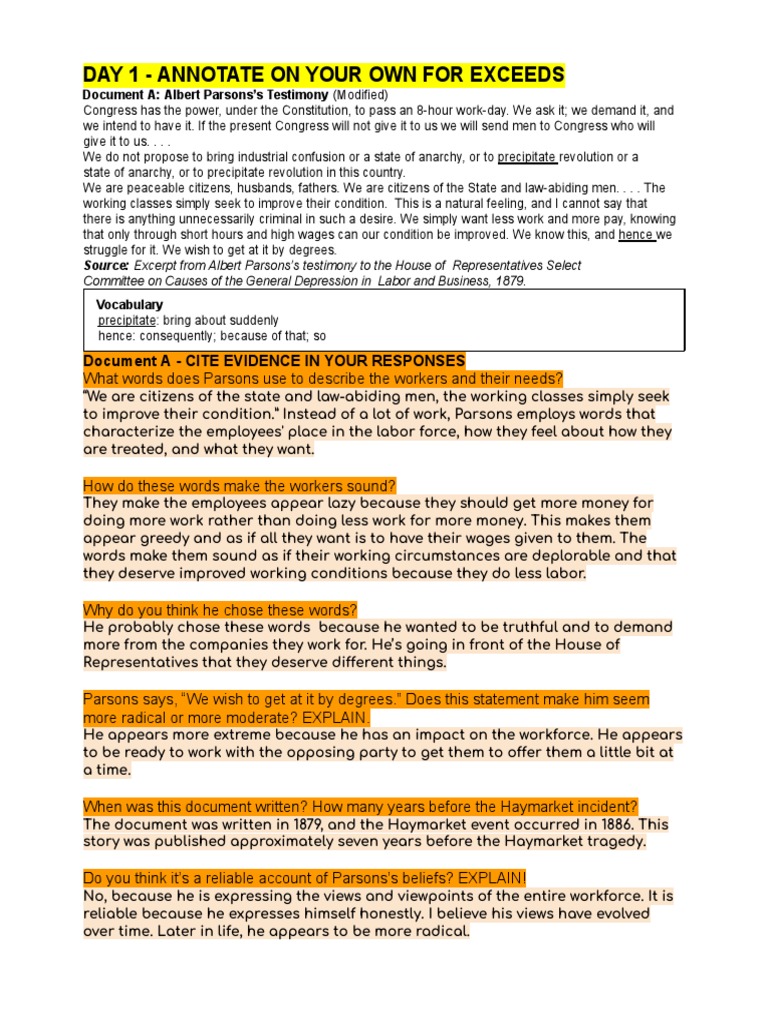 Albert Parsons SAC Student Materials | PDF | Anarchy | Labour Economics