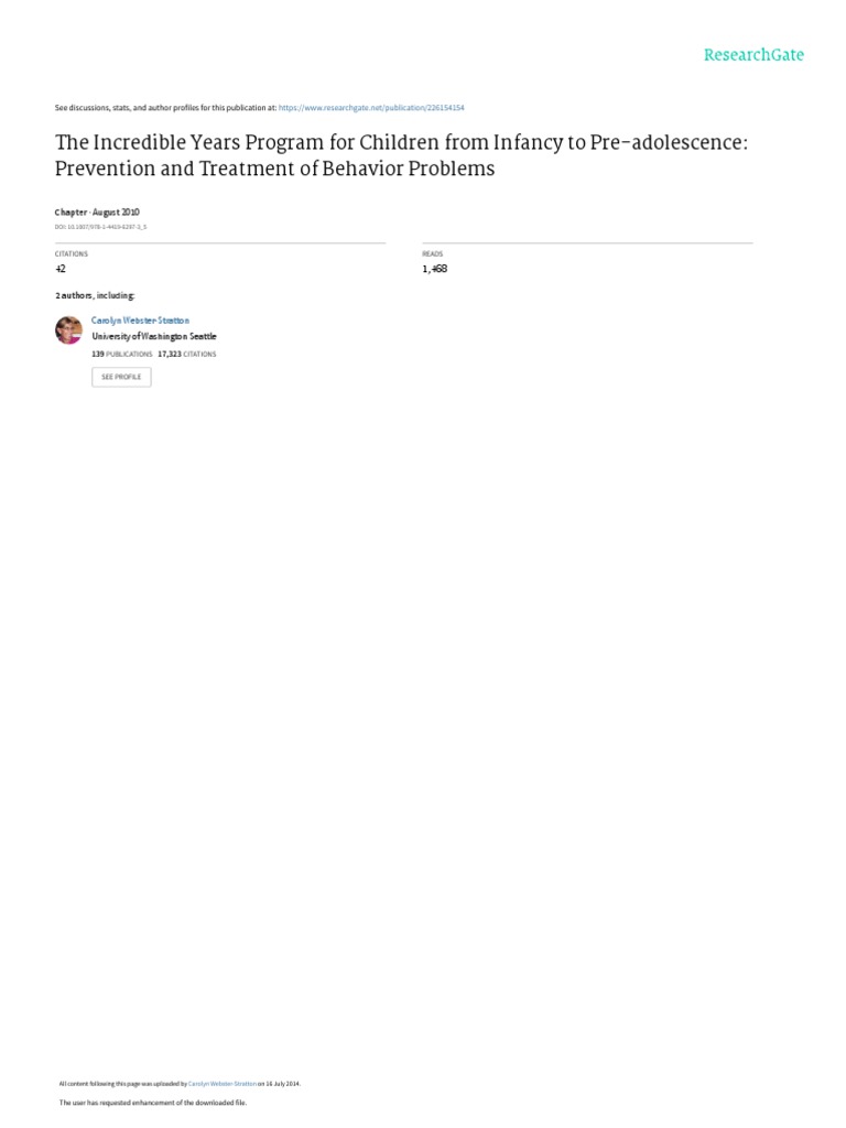 The Incredible Years Program For Children From Inf | Download Free PDF ...