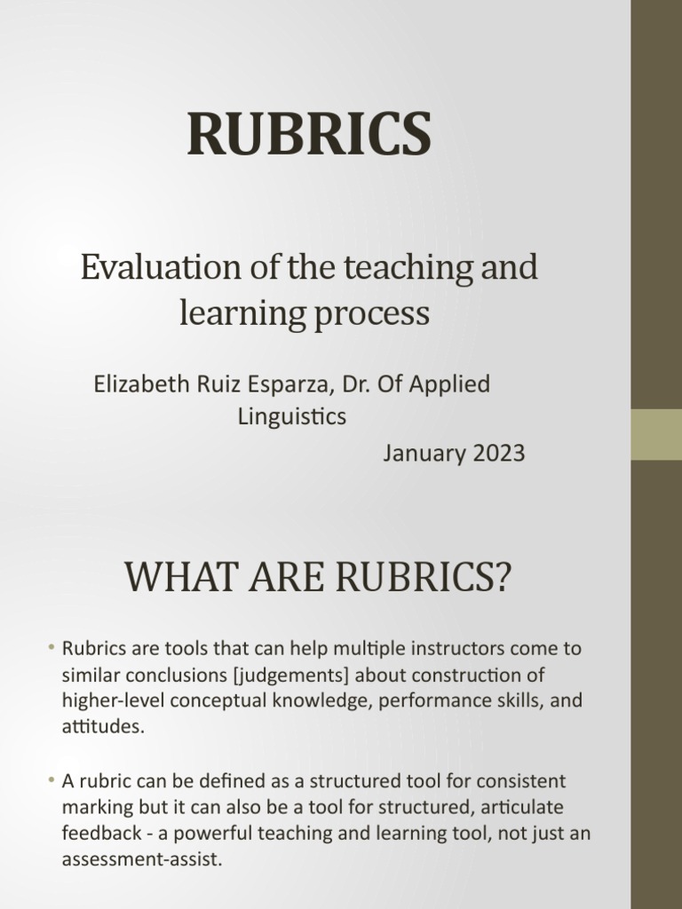 Rubrics Presentation | Download Free PDF | Rubric (Academic) | Educational Assessment