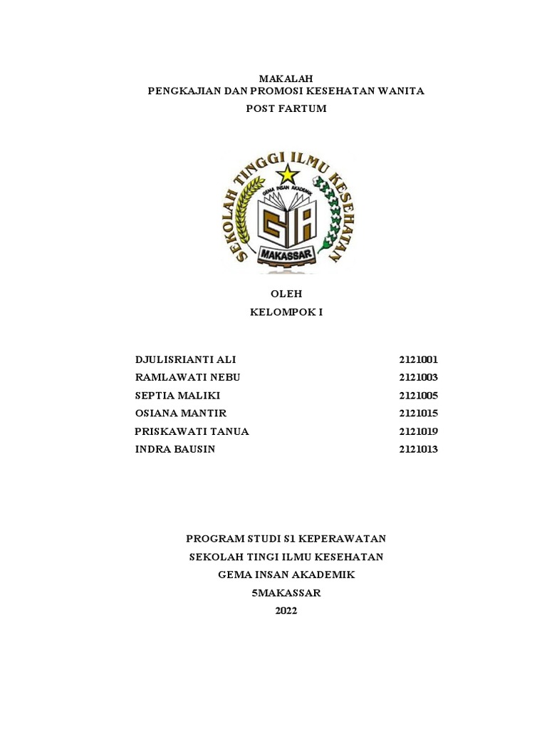 Mklah - Pngkjian & Promkes Wanita - KLP1 | PDF