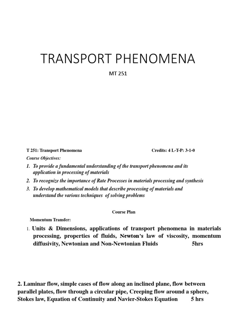 Transport Phenomena | PDF | Fluid Dynamics | Transport Phenomena